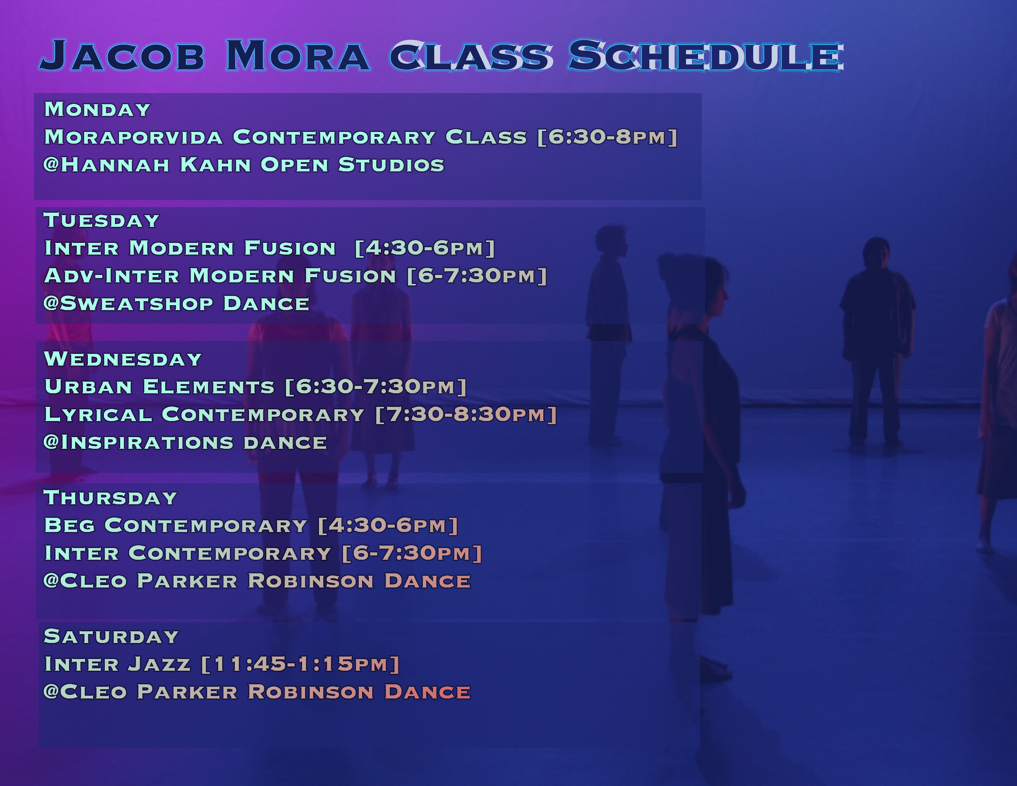 Class Schedule Moraporvida Contemporary Dance